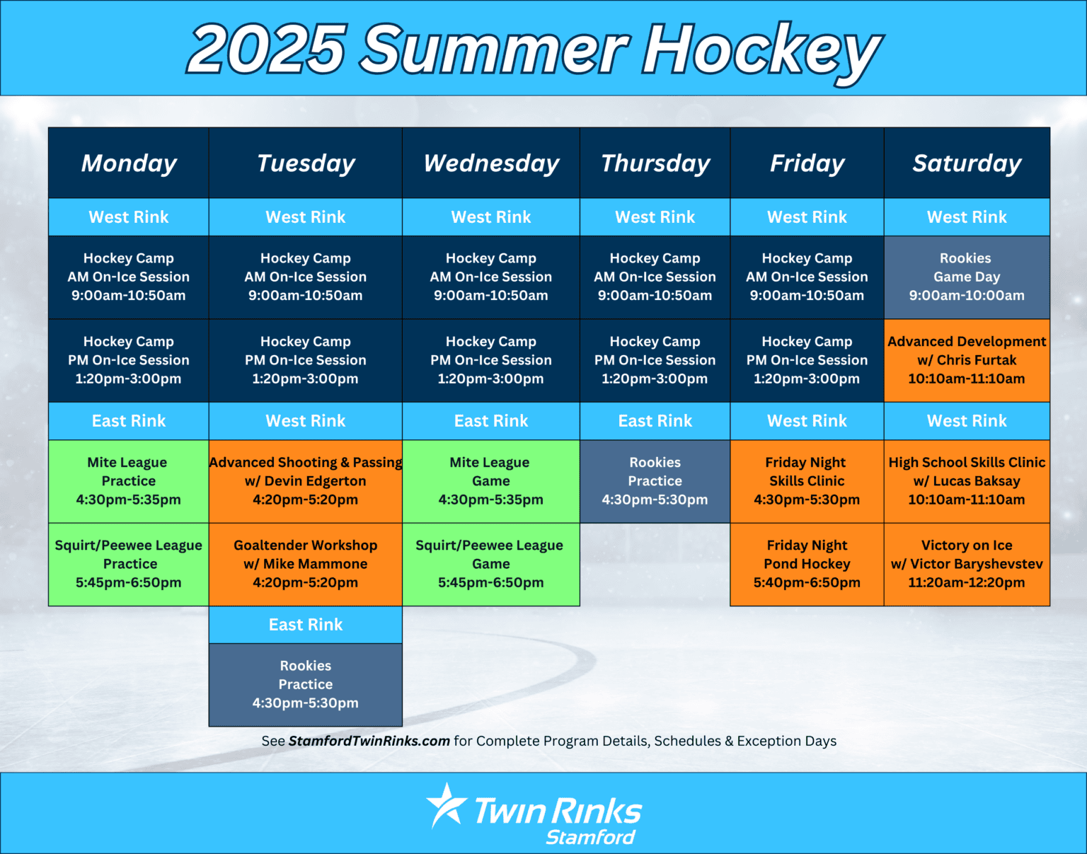 Summer Hockey Clinics & Youth Leagues 2025 – Twin Rinks Stamford